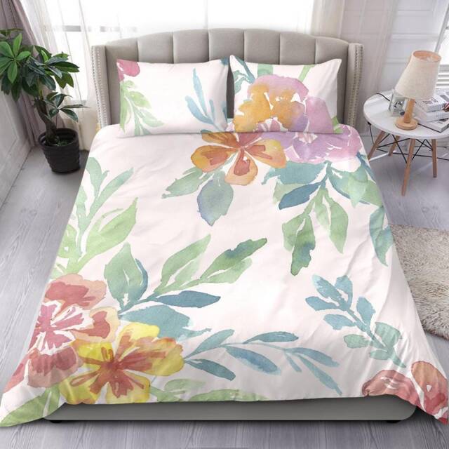 Classic Retro Pastel Flower Bedding Set Cover, Pretty Paster Paint ...