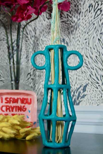 Paper Pulp Abstract Vessel - Bleu Clair Handle Vase - Contemporary ...