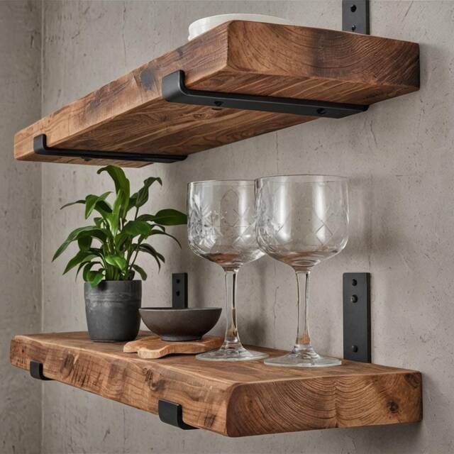 Rustic Oak Wall Shelf With Live Edge - Choose Your Size Natural ...
