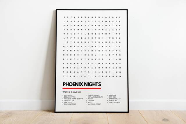 Phoenix Nights Peter Kay British Comedy Gift Wordsearch Art Print ...