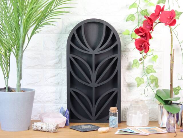 Coppermoon Black Rose Plant Shelf - Decor, Crystal Shelf, Wall Art ...