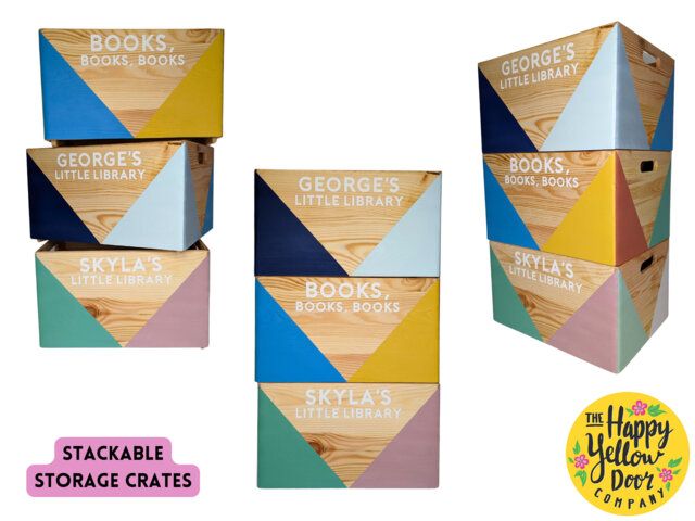 Stackable Wooden Storage Book Crate Box Personalised Bookcase Nook ...