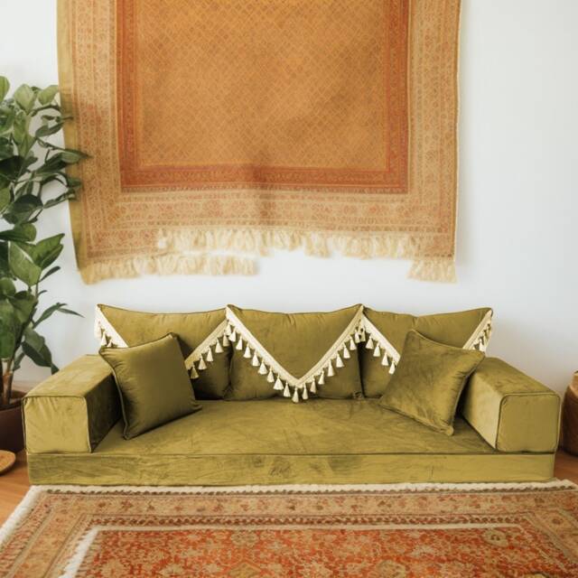 Moroccan Floor Sofa Set - Arabic Majlis Seating, Bohemian Lounge Three ...