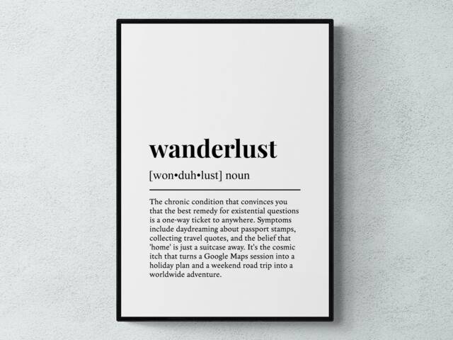 Wanderlust Funny Definition Home Gift Wall Art Print by Etsy | ufurnish.com