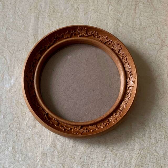 Round Photo Picture Frame Wall Mounted Home Decor Embroidery Solid Wood ...
