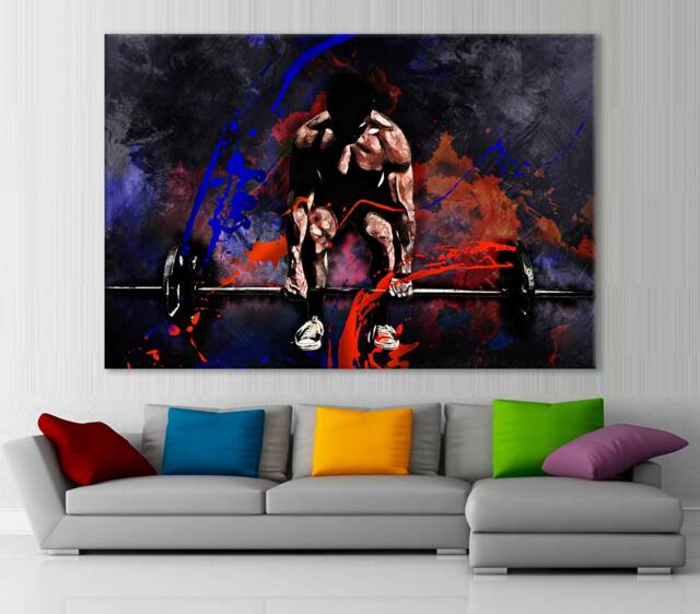 Weightlifter Canvas, Motivation Gym Wall Decor, Barbell Poster ...