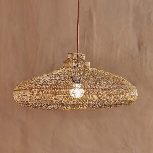 Handmade, Natural Wire Lampshade, Rustic Pendant Light, Woven Wicker ...