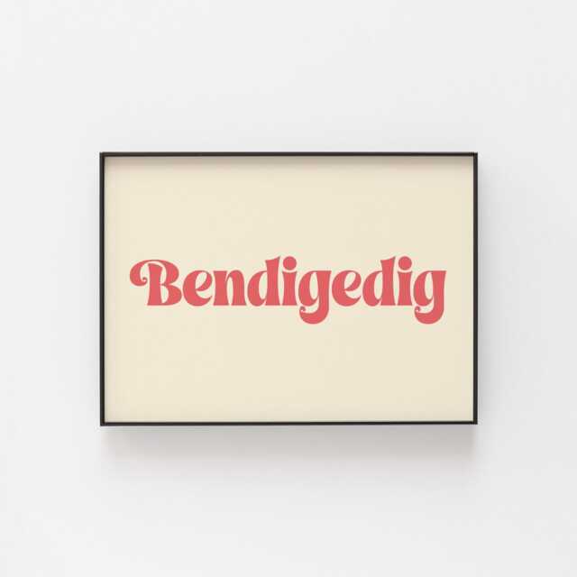 Bendigedig Welsh Word Print - Retro Typography Wall Art, Positive Quote ...