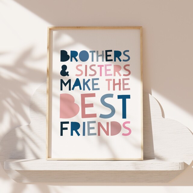 Brother & Sister Make The Best Friends Print, Sibling Prints, Playroom ...