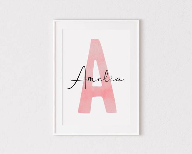 Personalised Watercolour Name Nursery Print, Children's Room, Nursery ...
