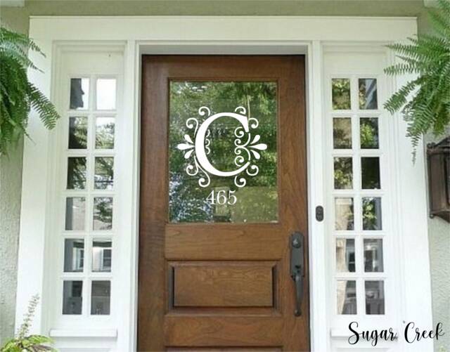Front Door Decorative Monogram With House Number -Vinyl Decal ...