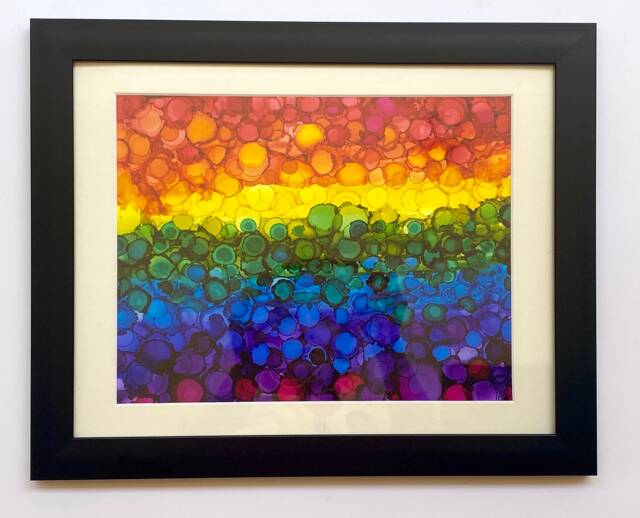 Rainbow Flag Alcohol Ink Painting Framed Pride Wall Art by Etsy ...