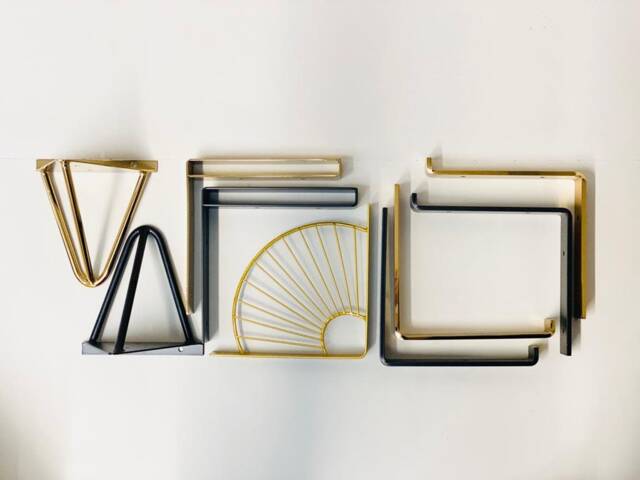 Set Of Two Modern Metal Shelf Brackets, Wall Brackets - Industrial ...