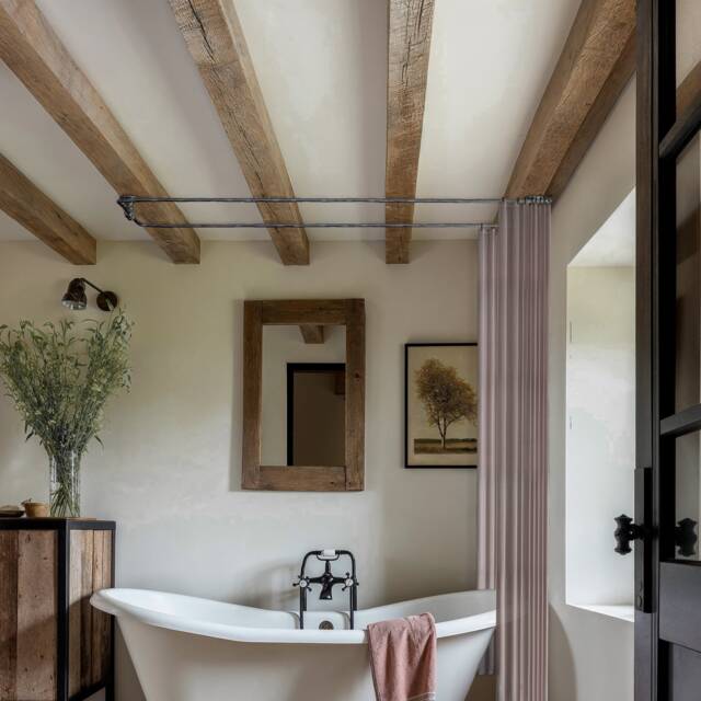 Wrought Iron Shower Curtain Rod - Ceiling Mounted Rectangular & Squarer Raw Metal Finish ...