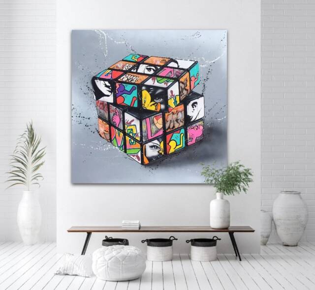 Banksy Rubix Cube Graffiti Canvas Print Wall Art Picture From Wallpaper Photo Shop Frame Home ...