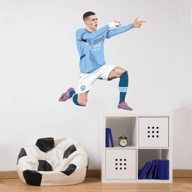 Official Manchester City - Phil Foden 24-25 Illustration Wall Sticker ...