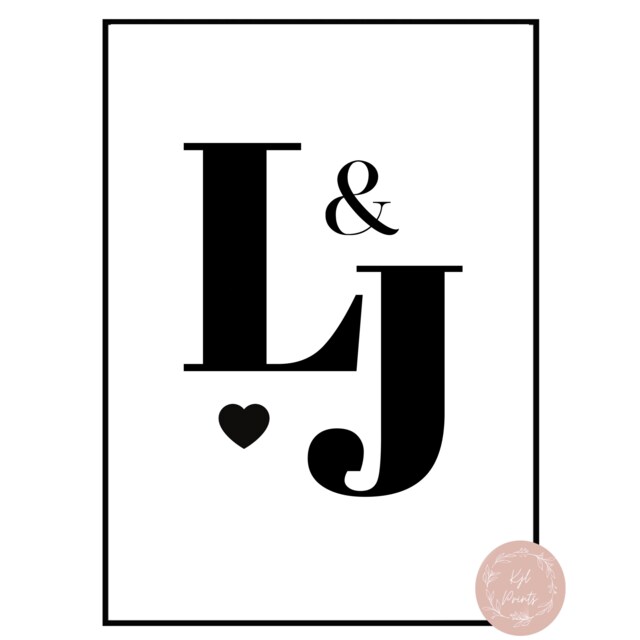 Personalised Initial Print Love Couple Wall Decor by Etsy | ufurnish.com