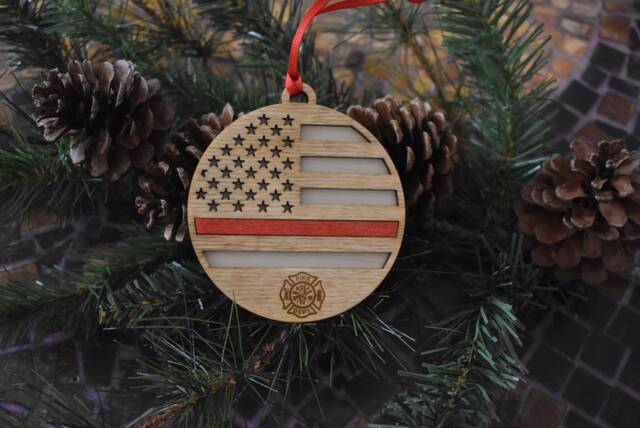 Thin Red Line Flag Ornament, Firefighter First Responder Christmas ...