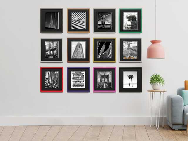 Square Photo Frame With Black Mount, Slim Modern Picture Frames, Home ...