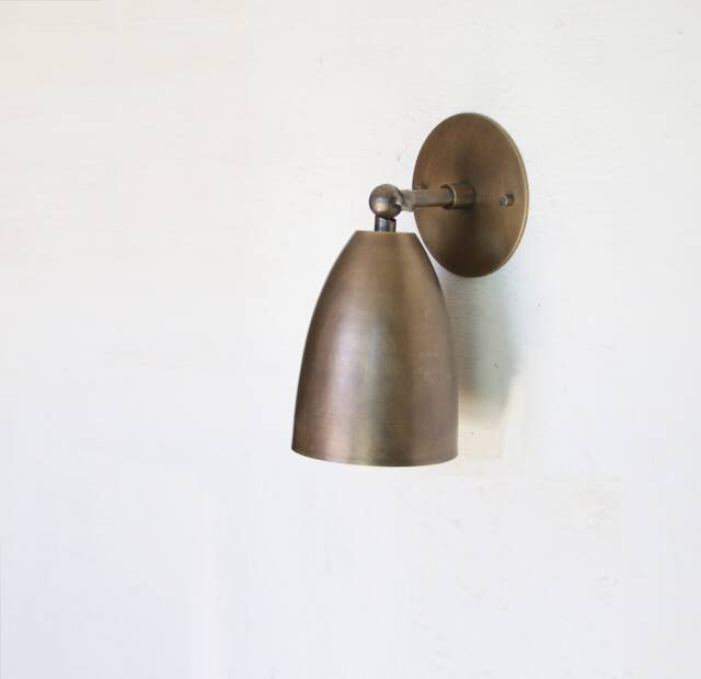 Solid Brass Adjustable Wall Sconce Light With Brass Deep Cone Shade by ...