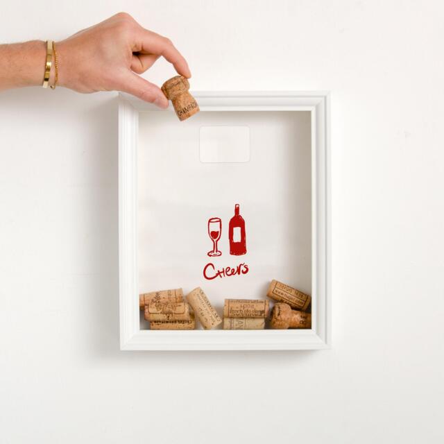 Cheers Wine Cork Holder Bottle Frame Drinks Glass Outline Prosecco ...