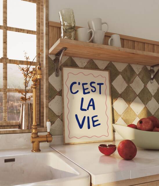 C'est La Vie Art Print - Hand Drawn French Posters Wall Positive Decor ...