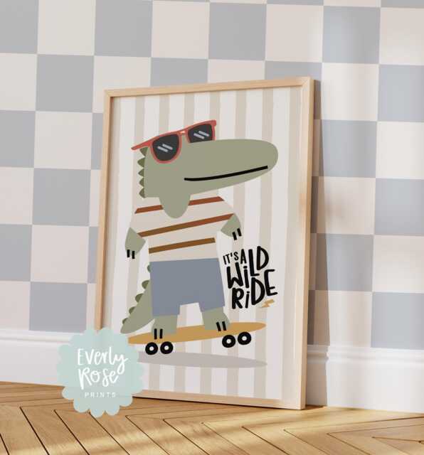 Cool Crocodile Print, Skateboarding Crocodile, Safari Prints, Safari ...