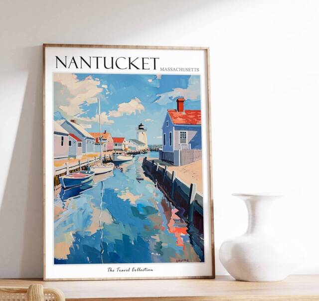 Nantucket Travel Poster Coastal New England Art Print by Etsy ...