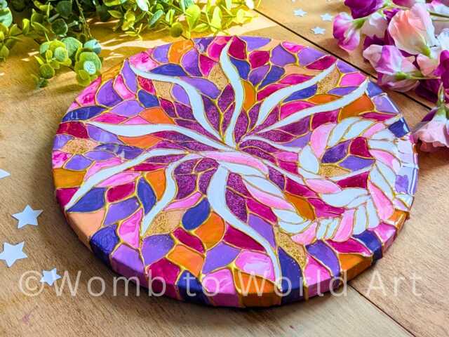 Placenta Resin Art Acrylic Canvas Painting - Circular Hot Glue Pour by ...