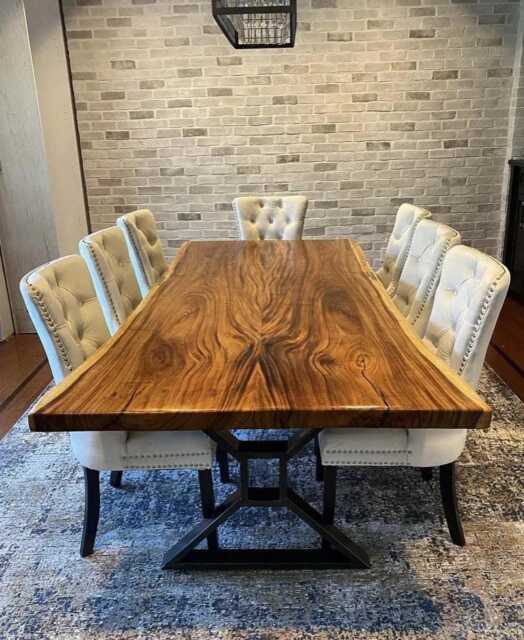 Solid Walnut Live Edge Dining Table For 8, 10 Or 12 People With Metal Legs - Made From An Entire ...