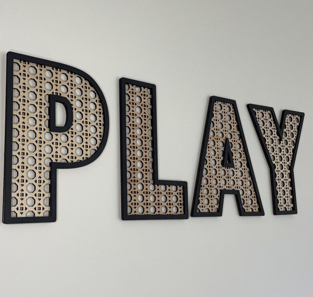 Rattan Letters - Wall Sign Bedroom Playroom Wooden Effect Home Decor ...