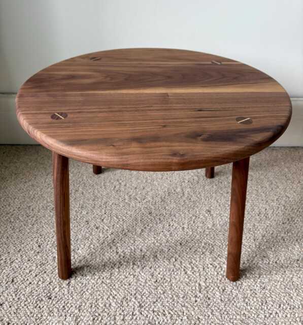 Handmade Round Black Walnut Table With Four Legs Wedge Tenon Joints ...