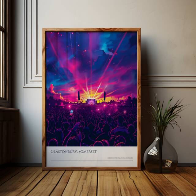 Glastonbury Stage Purple Light Show Poster, Wall Art, Festival Souvenir ...