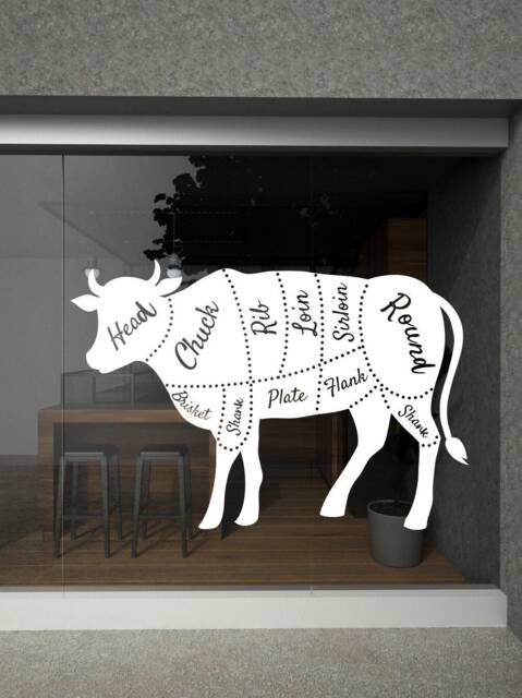 Butchery Wall Decal Meat Fresh Sticker Steak Art Shop Cok0022 by Etsy ...