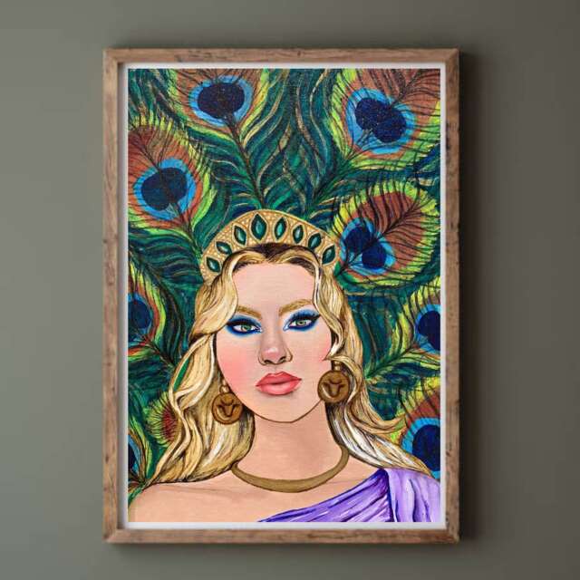 Hera Greek Goddess Art Print - Witchy Decor, Boho Wall Hanging, Dark ...