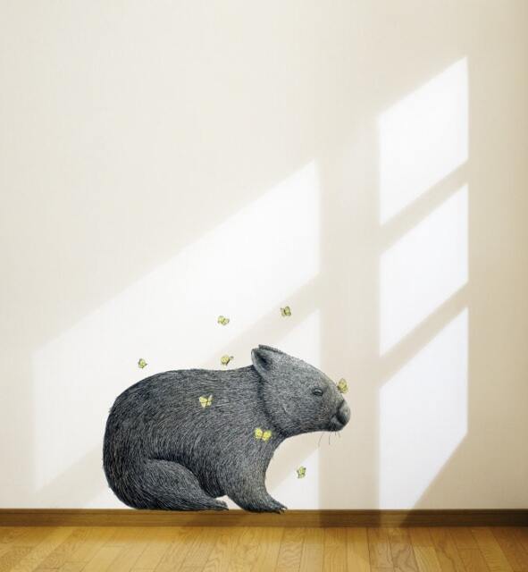 Wombat With Mariposa Wall Sticker Decal - Australian Animal Decals ...