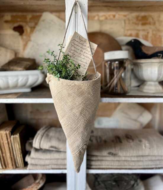 Antique Grainsack Cone Pocket Pouch~1800's Linen/Primitive Style ...
