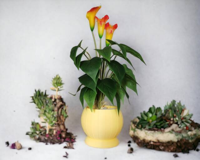 Ribbed Sphere Plant Pot Pastel Scandinavian Indoor Planter With Drip ...