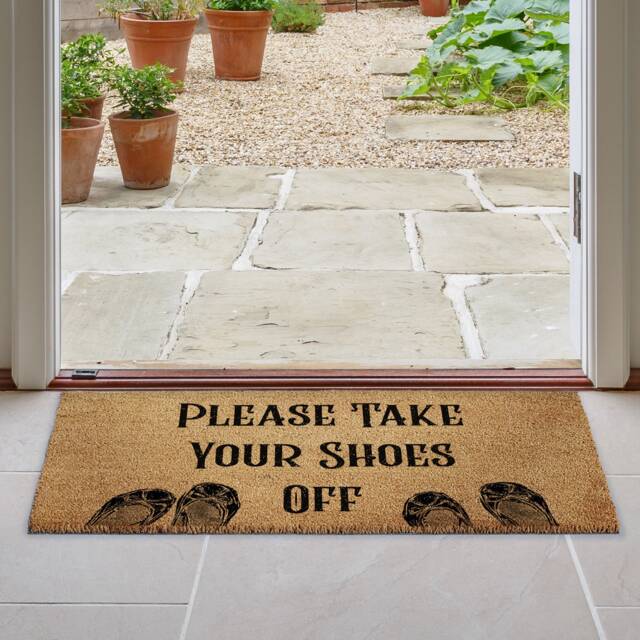 Large Door Mat - Please Take Your Shoes Off -Coir Welcome Rug Shoe Mat ...