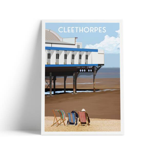 Cleethorpes Print - Deck Chairs At The Pier England Travel Poster North ...