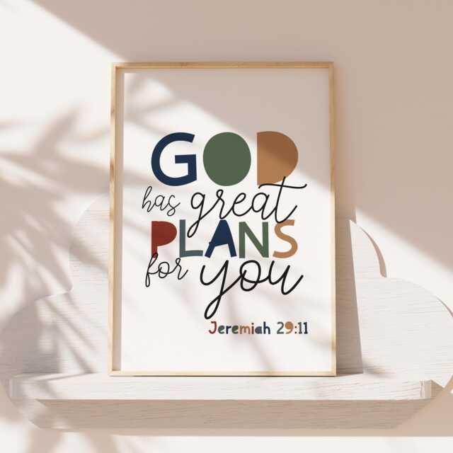 God Has Great Plans For You, Christian Wall Art, Boys Nursery Print ...