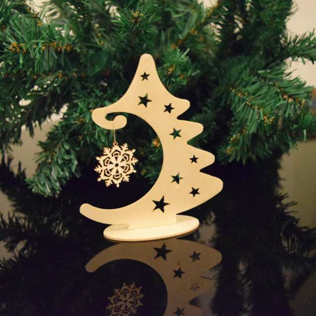Plywood Christmas Tree With Snowflake Bauble Holiday Decoration by Etsy ...