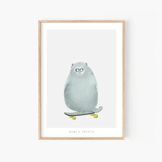 Fat Cat Wall Art Portrait Lover Gift Poster Print by Etsy | ufurnish.com