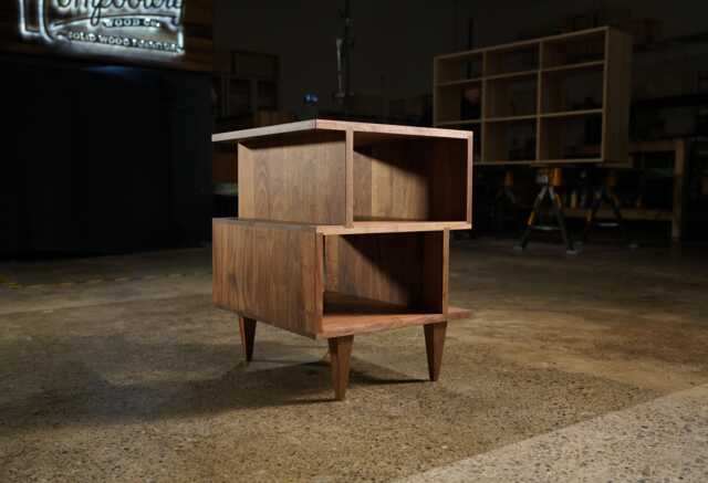 Offstack End Table, Solid Hardwood, Offset, Geometric Nightstand ...