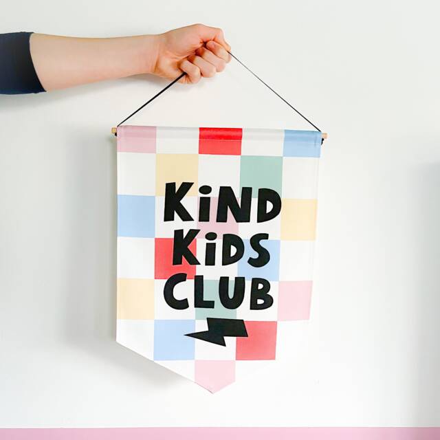 Kind Kids Club Banner - New Spring Colours - Kids Room Decor Cotton ...