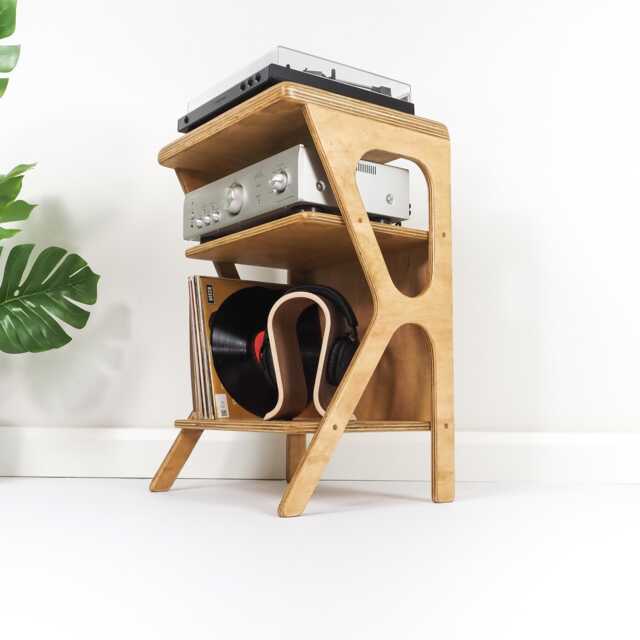 Retro Turntable Stand/Mid Century Style Record Player /Wooden Bedside ...