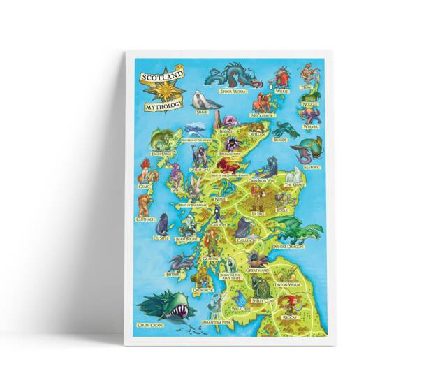 Illustrated Map Of Scottish Mythology - Featuring Mythical Beasts ...