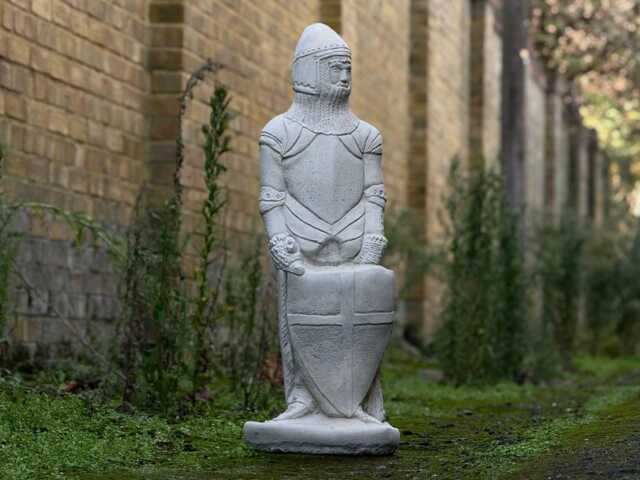 Medieval Knight Statue Concrete Decor Garden Warrior Sculpture Cement ...