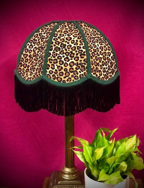 Leopard Print Dome Lampshade Beige Animal With Black Fringe by Etsy ...