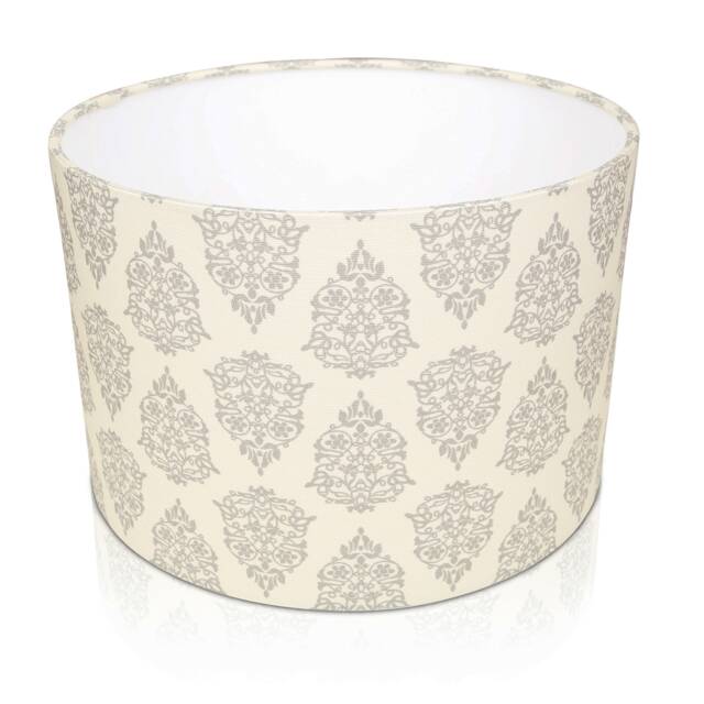 Linen Block Print Pattern Natural Cream/Beige Drum Lightshade/Lampshade ...
